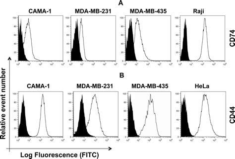 Cell Surface Expression Of Cd74 Upper Panel A And Cd44 Lower