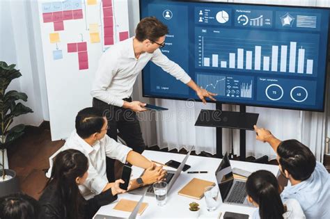 Presentation In Office Or Meeting Room With Analyst Team Prudent Stock
