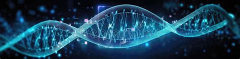 Gene Blue Style Background Matrix Panoramic Banner Generative Ai Stock
