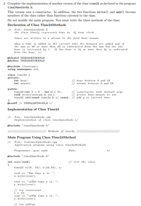 Solved 2 Complete The Implementation Of Another Version Of