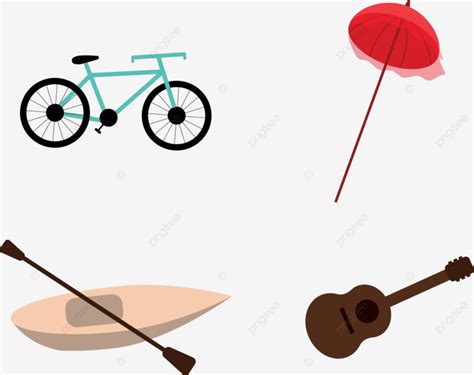 Summer Activities Flat Color Vector Objects Set Tourist Design Clipart Vector Tourist Design