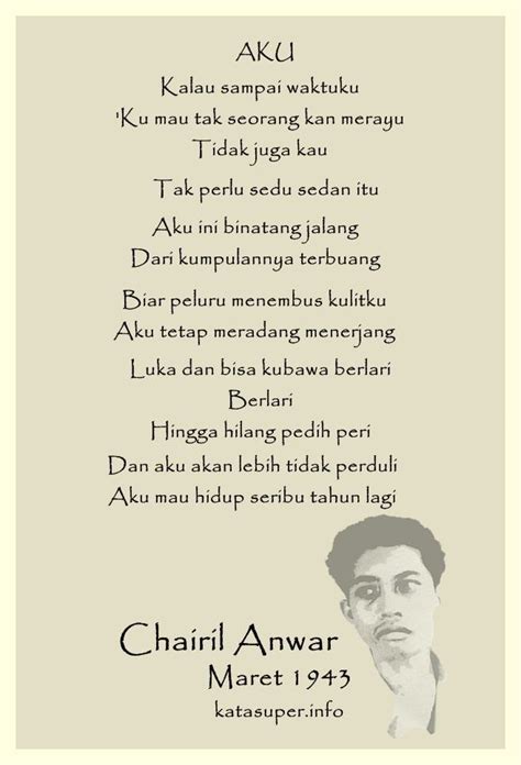 Contoh Puisi Aku Karya Chairil Anwar Contoh Puisi Riset