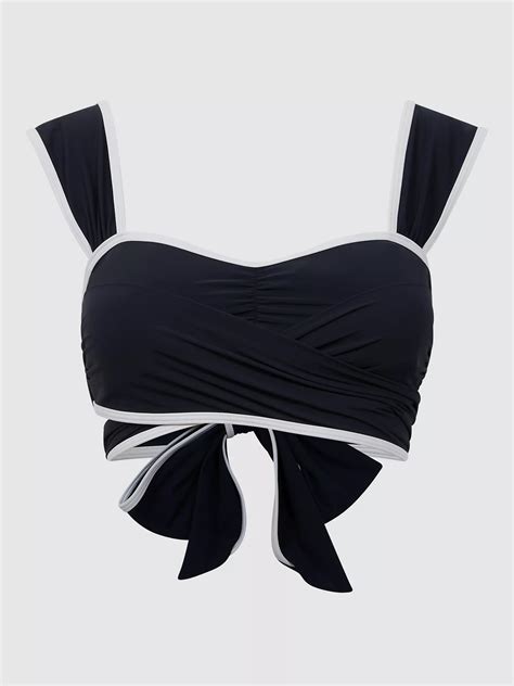 Reiss Cristina Contrast Seam Wrap Bikini Top Navywhite At John Lewis
