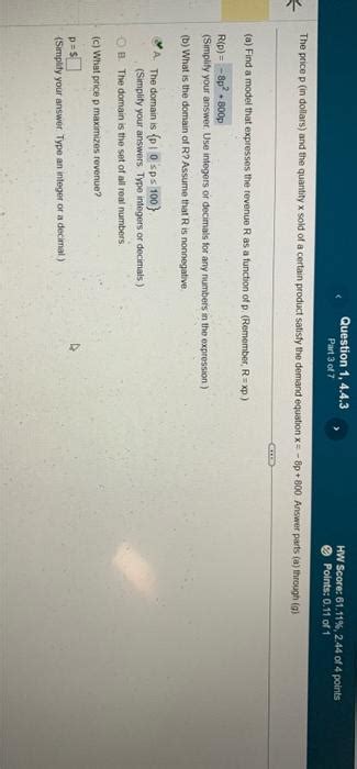 Solved The Price P In Doilars And The Quantity X Sold Of A Chegg Com