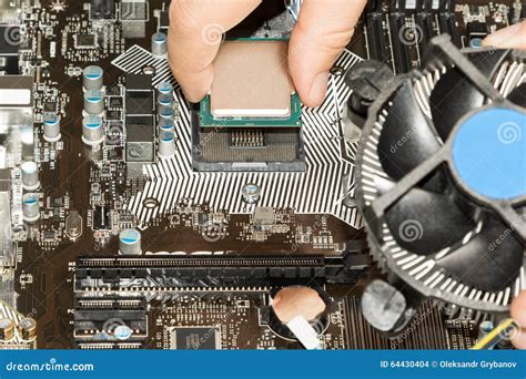 Installing The Processor Stock Photo Image Of Fixing