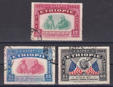 Ethiopia 1947 Postage Stamps Haile Selassie And F D Roosevelt Vfu £800 Picclick Uk