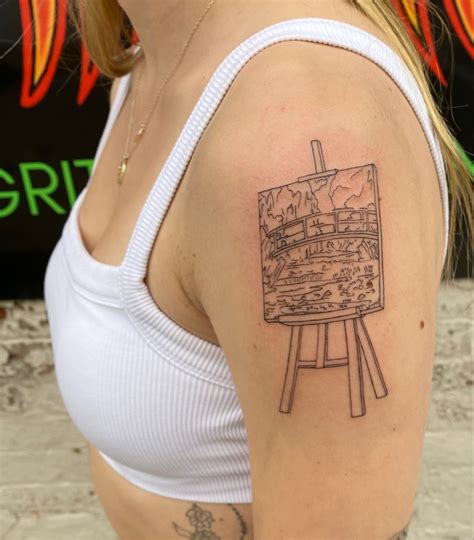 Fine Line Painting Tattoo Framed Tattoo Painting Tattoo Simplistic