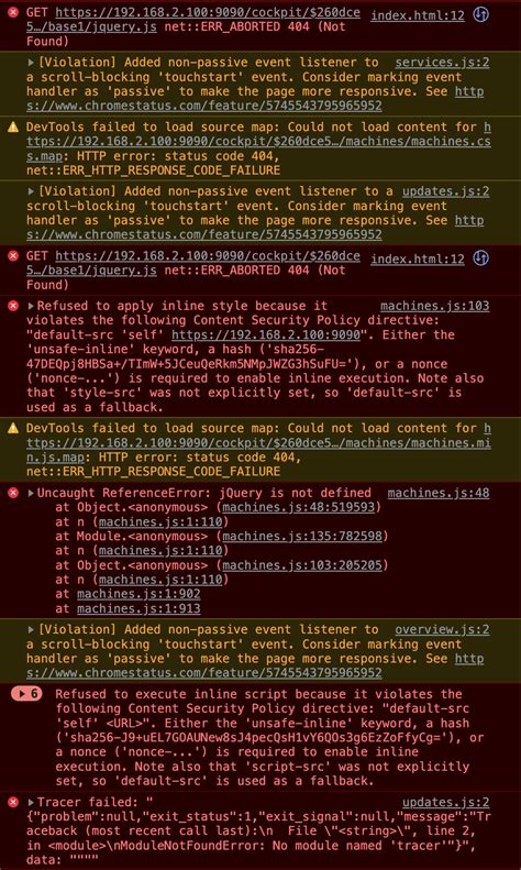 Crashes With Referenceerror Jquery Is Not Defined · Issue 596 · Cockpit Projectcockpit