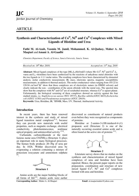 Pdf Synthesis And Characterization Of Co ΙΙ Ni ΙΙ And Cu ΙΙ Complexes With Mixed Ligands Of