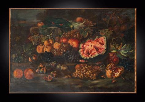 Unknown Antique Oil On Canvas Painting Depicting Still Life With