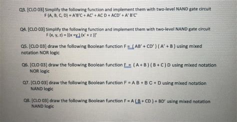 Solved Q3 Clo 03 Simplify The Following Function And