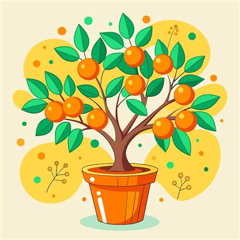 Premium Vector Fruits Tree In A Pot Vector Illustration