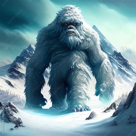 Yeti In The Snow Covered Himalaya Mountains Mysterious Furry Creature