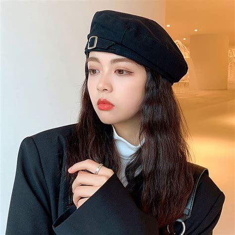 포스티 노브레 여자 블랙 빵모자 봄 가을 베레모 화가모자