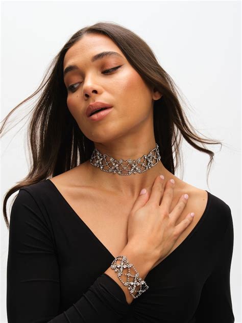 Buy Mood Black Crystal Lattice Choker Necklace From Next Australia