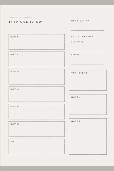 Printable Travel Planner Template Printable Travel Itinerary