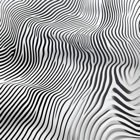 Abstract Black And White Wavy Line Pattern Creating Optical Illusion With Dynamic Flow And Depth