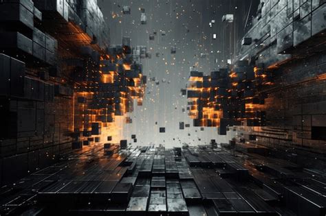Premium Ai Image A Fragmented Digital Environment With Fluid Particles Soaring Within A