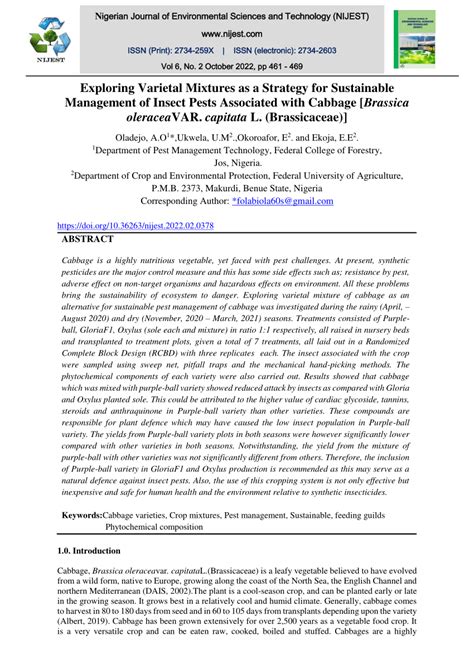 Pdf Exploring Varietal Mixtures As A Strategy For Sustainable Management Of Insect Pests