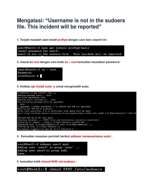 Mengatasi Username Is Not In The Sudoers File This Incident Will Be