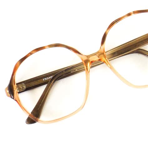 Vintage 80s Oversize Eyeglasses Nos Round Eye Glasses Brown Etsy