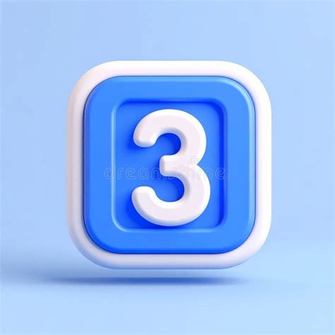 3d Render Of A Blue And White Square Number Three Stock Illustration Illustration Of Symbol