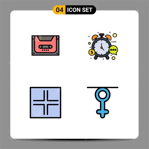 모바일 인터페이스 채워진 라인 플랫 컬러 아날로그 픽토그램 4개 세트 치밀하다 Filledline 조치 Png 일러스트 및 벡터 에 대한 무료 다운로드 Pngtree