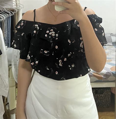 Black Korean Off Shoulder Top Womens Fashion Tops Blouses On Carousell