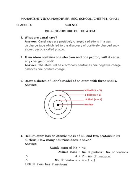 cw ch 4 structure of the atom notes pdf atoms atomic nucleus