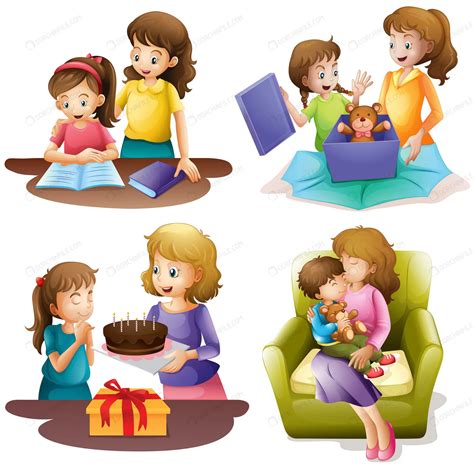 وکتور کارتونی مادر و فرزند مرجع دانلود فایل