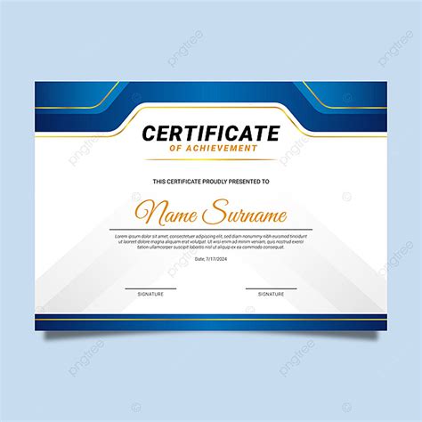 Modern Elegant Certificate Border Template In Blue Color Vector