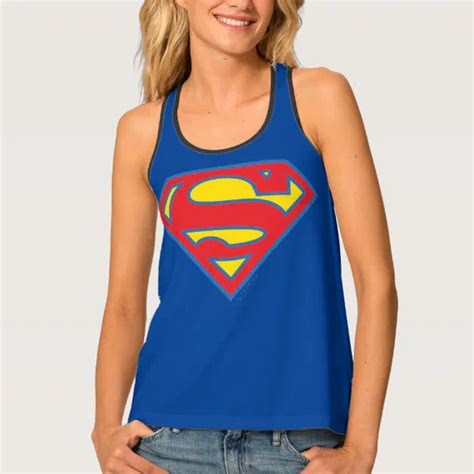 Classic Supergirl Logo With Blue Outline Tank Top Zazzle