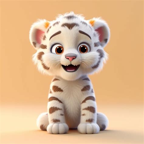 Premium Ai Image There Is A White Tiger Cub Sitting On A Brown