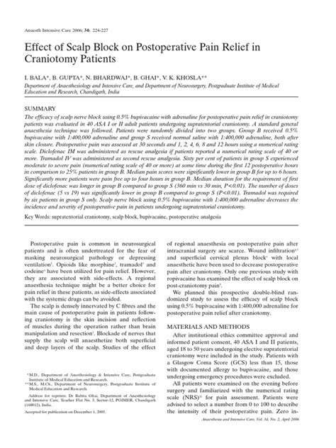 Scalp Block For Craniotomy Pdf