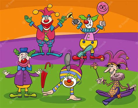 Premium Vector Cartoon Funny Clowns Or Comedians Characters Group