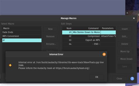 Internal Error When Using A Macro Windows Audacity Forum