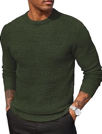 COOFANDY Men Dress Crewneck Sweater Pullover Knit Long Sleeve Casual