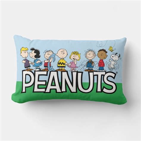 Peanuts Gang Group Lineup Lumbar Pillow Zazzle Snoopy Dance