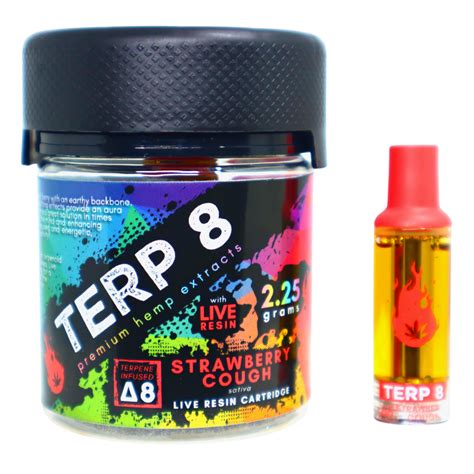 225 Gram Strawberry Cough Delta 8 Live Resin Vape Cartridge Terp 8