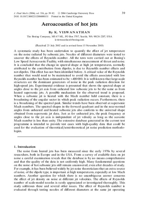 Pdf Aeroacoustics Of Hot Jets