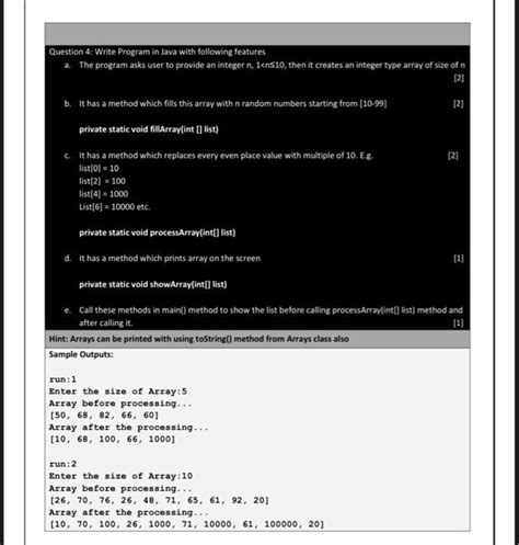 Video Solution Question 4 Write A Program In Java With The Following