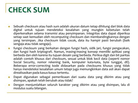 PPT CHECK SUM PowerPoint Presentation Free Download ID