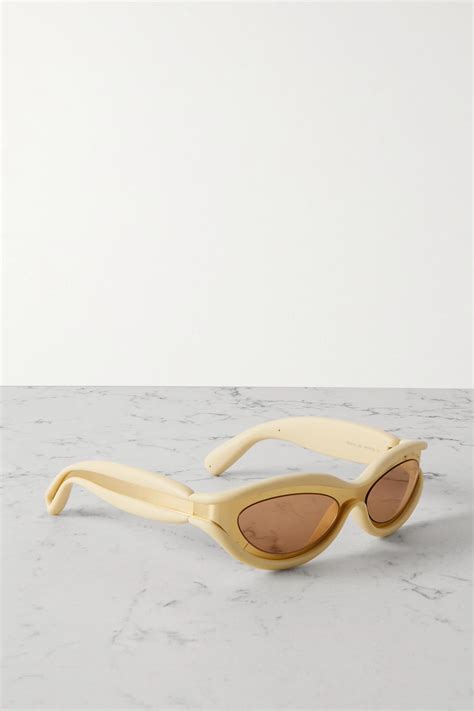 Bottega Veneta Oval Frame Acetate And Gold Tone Sunglasses In Metallic