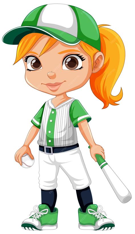 Premium Vector Cute Girl In Baseball Outfit Vector