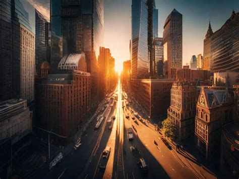 Premium Ai Image Aerial View Of Chicago Skyline At Sunset