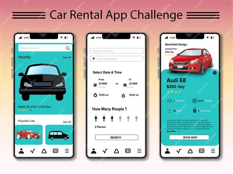 Premium Vector Car Rental App Car Sharing App Template