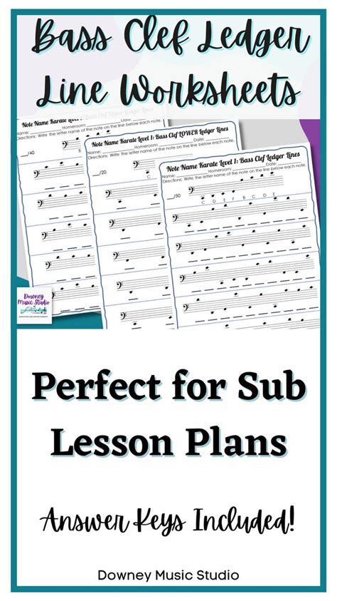 Bass Clef Ledger Lines Note Name Worksheets Print And Go