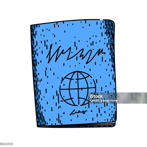 Document Passport Sketch Hand Drawn Vector Stock Illustration