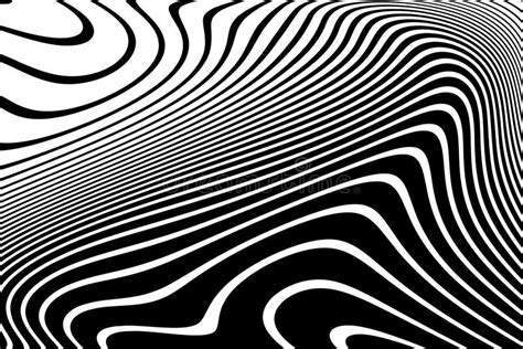 Abstract Black And White Wavy Lines Pattern 3d Illusion Effect Stock Vector Illustration Of