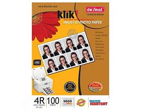 Desmat Inkjet Photo Paper 180 Gsm 4 X 6 100 Sheets Glossy Paper